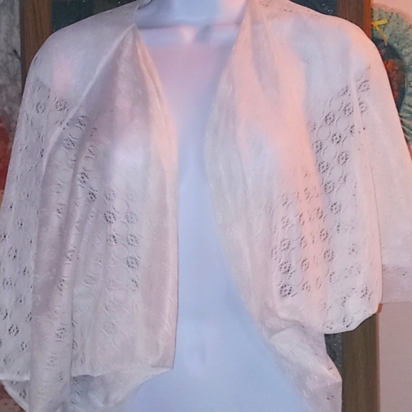 Accessories | Vintage 8swhite Lacey Evening Wear Jacket | Poshmark